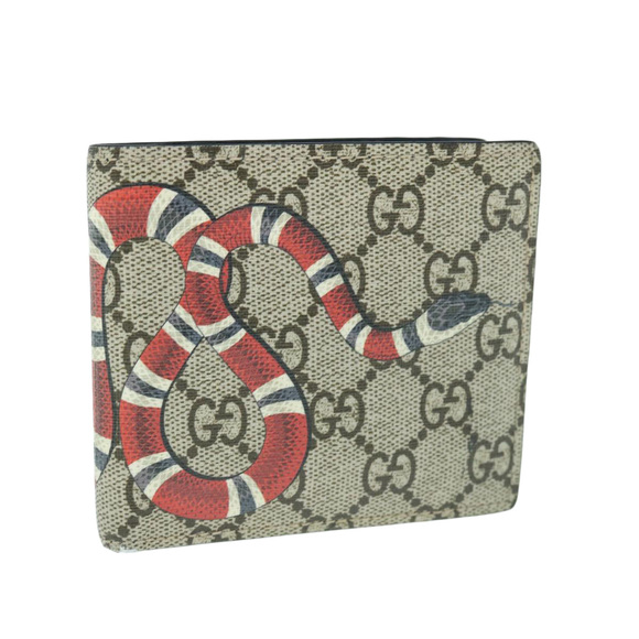 Gucci | Bags | Gucci Gg Supreme Snake Wallet Pvc Leather Beige Red ...